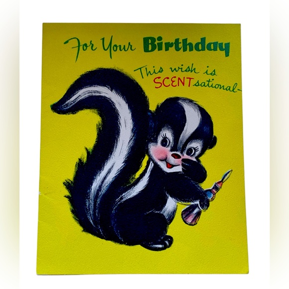 Party Supplies | Vintage 194s50s Era Skunk Birthday Card This Wish Is ...